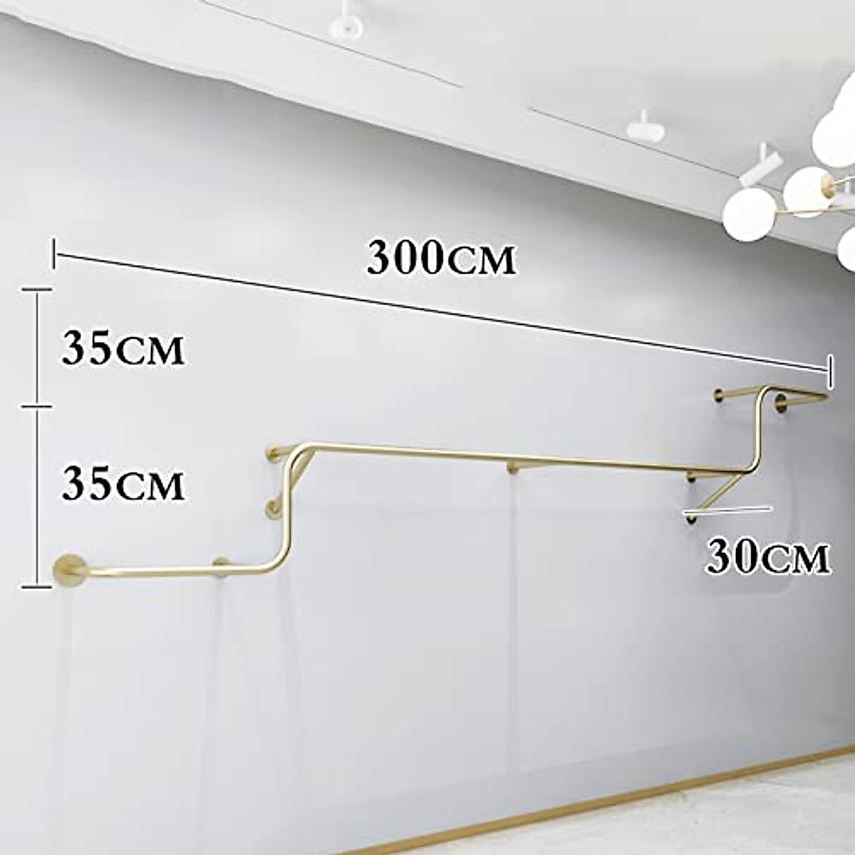 Modern Simple Floating Clothing Rack Wall Mounted Retail Garment Rack Display Rack ,Gold Metal Garment Bracket Frame Commercial Clothes Racks, Heavy Duty Multi-Purpose Hanging Rod for Closet Storage