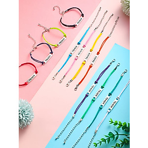 24 Pieces Teach Blessing Bracelets Colorful Greeting Bracelets Graduation Gifts for Women Men Teacher Appreciation Bracelet Graduation Gift Blessing Teacher's Day Gift Presents (Novel Style)