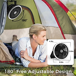 Camping Fan with Light, 10000mAh Rechargeable Battery Powered, Portable Fan for Tent Travel Outdoor RV Hurricane Emergency