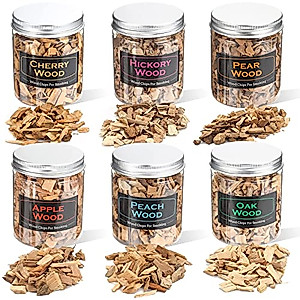 quirzx Wood Chips for Smoking Gun Cocktail Smoker Kit Wood Chips Variety Pack - Apple Cherry Peach Oak Pear Hickory, 8 Oz Each, Great for Smoking Drinks Meat Whisky & Old Fashioned