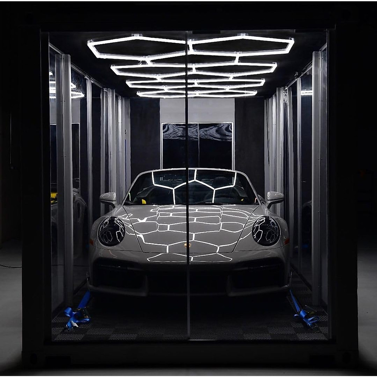 GOSLARLIT Customsize Hexagon Led Garage Lights for Workshop Gym Detailing Shop (8 hex Grid System)