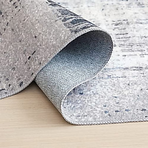 OMERAI Washable Rug 5'x7' Area Rugs for Living Room Abstract Rug Machine Washable Rug with Non Slip Rug for Bedroom Grey Rug Carpet Dining Home Decor Office Area Rug (Gray)