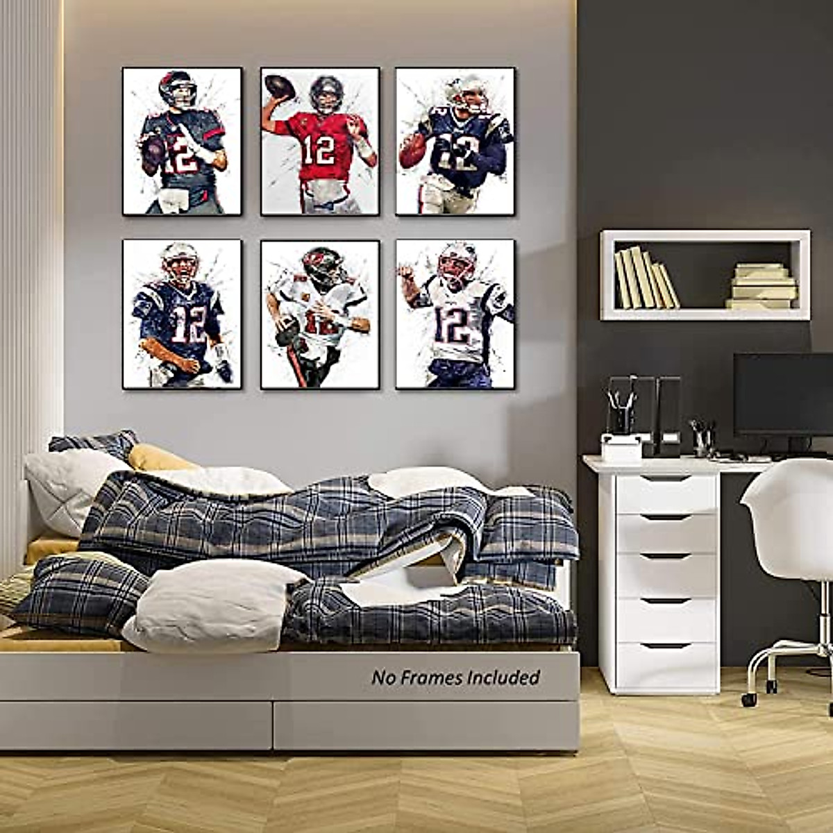 Football Wall Art Prints - Set of 6 Vibrant Sports Posters for Home