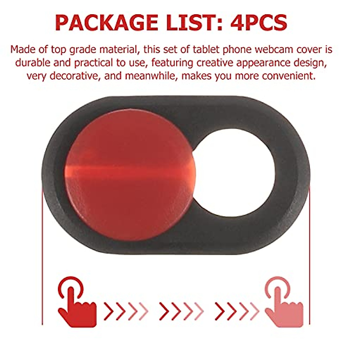 OSALADI Computer Camera 4PCS Webcam Cover Slide Camera Blocker Ultra- Thin Camera Covers Webcam Privacy Shutter Protects for Laptop Cell Phone Tablet PC Notebook Accessory Black Red Pc Camera