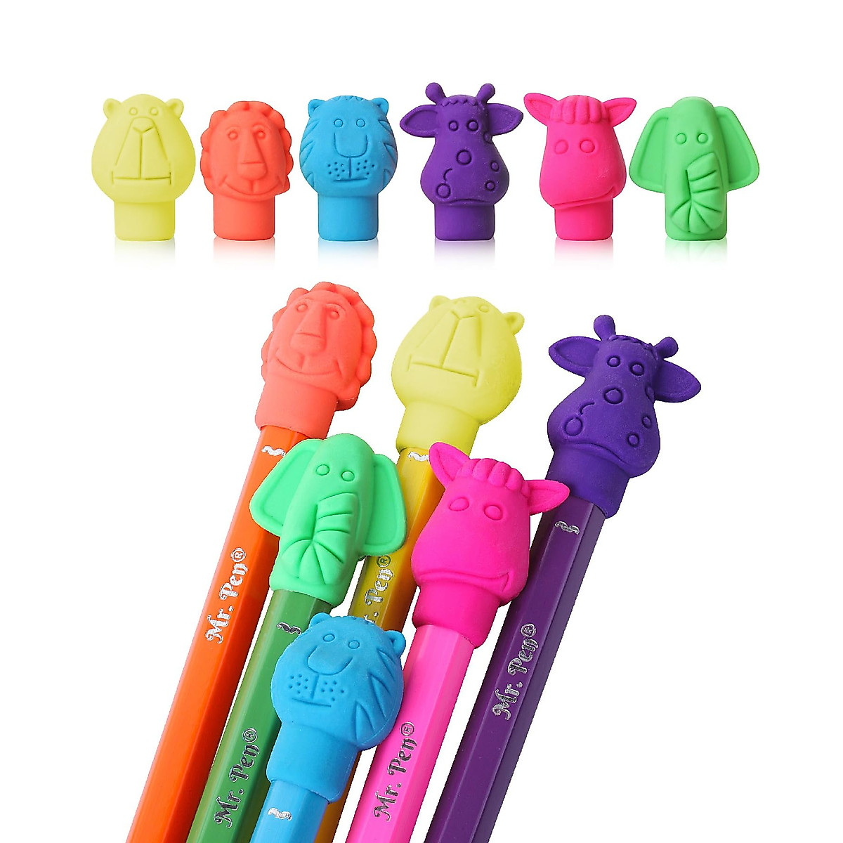 Mr. Pen- Erasers, Cap Erasers, 60 Pack, Animal Eraser Caps, Erasers for Kids, Pencil Eraser, Pencil Erasers Toppers, Eraser Pencil, Cute Erasers, Colorful Erasers, School Supplies, Pencil Top Erasers