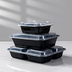 Microwave Safe Meal Prep Containers with Lids 38 oz - 50 Pack Plastic Food Storage Bowls for Lunch, Takeout, and Restaurant-Style Dining - Perfect for To-Go Meals, Salads, and Healthy Eating at Home