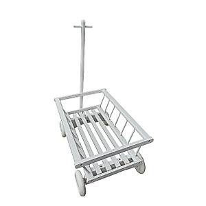 Premium Wooden Wagon MIKUS - Safe and Beautiful | Ideal for Weddings and Flower Girls | Color: White Fluff| Wheels: Rubber