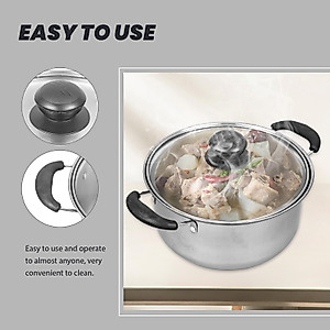 CALLARON Stainless Steel Stockpot 7x3.3inch Soup Pot with Cover Cooking Stock Pot Multi-functional Cookware Metal Food Stockpots for Kitchen