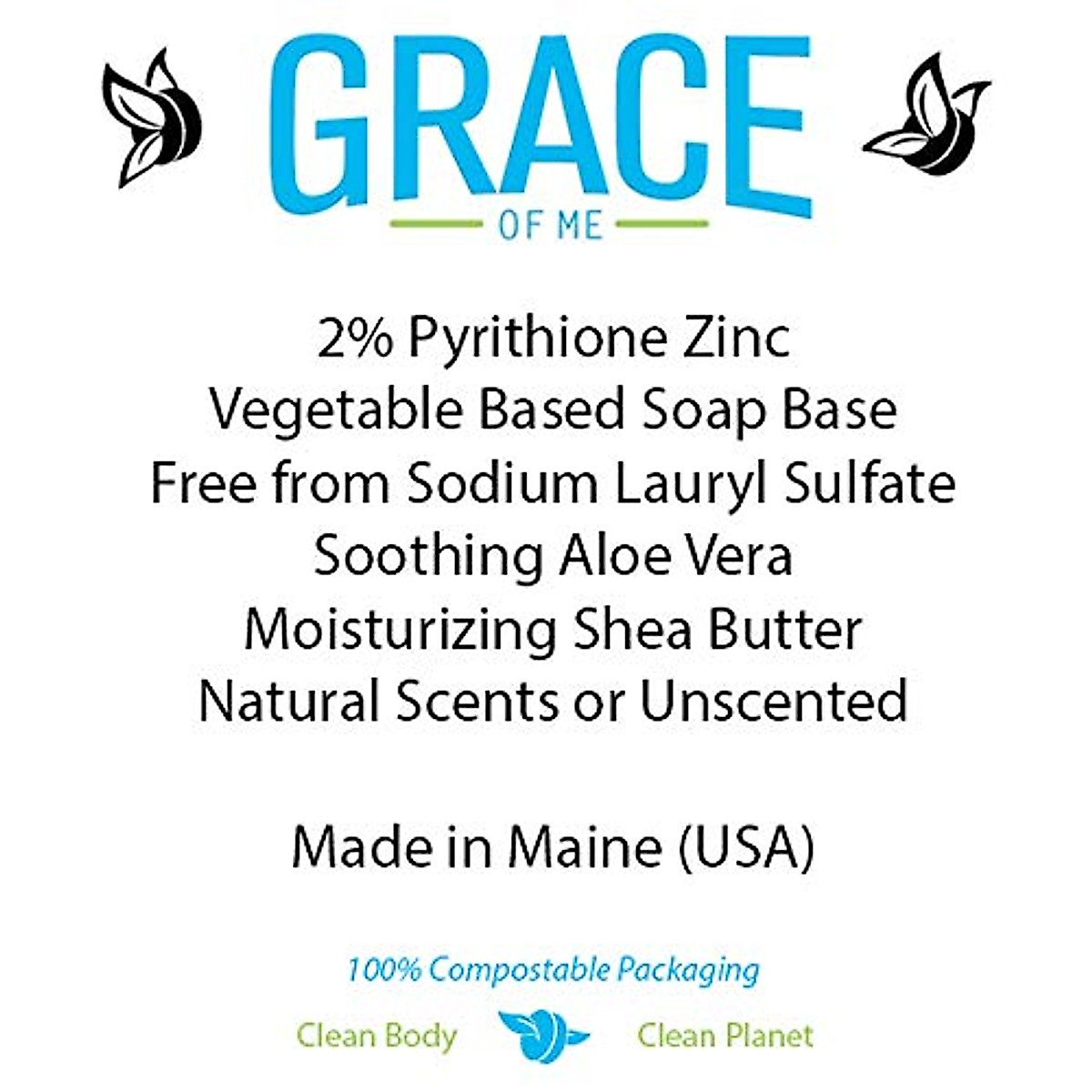 2% Pyrithione Zinc Shampoo Bar with Shea Butter by Grace of Me (4 Oz) (Sweet Vanilla & Cinnamon)