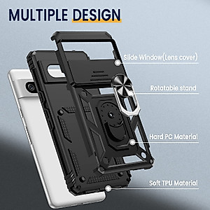 Goton for Google Pixel 7 Pro Case, Google Pixel 7 Pro 2022 [Slide Camera Cover] [360°Kickstand Ring] [Magnetic Car Holder] [Military Grade Drop Protective] Case for Google Pixel 7 Pro Case 6.7''
