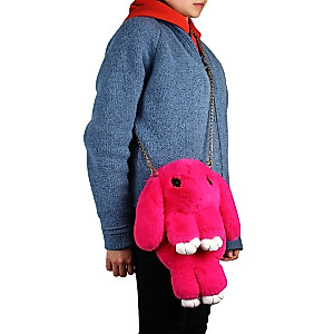 Evaliana Bunny Faux Rabbit Fur Crossbody Handbag Shoulder Bag