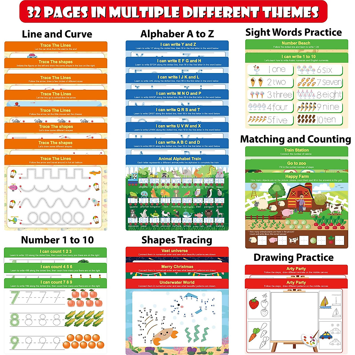 Uranus&No.1 Preschool Learning Activities Handwriting Practice Book for Kids, Toddlers Educational Montessori Toys Learn to Write Tracing Number Letters Workbook for 3 4 5 6 Years Old Kindergarte