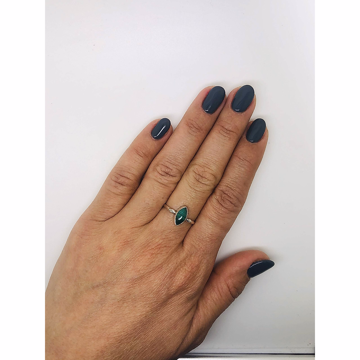 Koral Jewelry Marquise Malachite Ethnic Delicate Ring 925 Sterling Silver Vintage Tribal Gipsy Boho Look (8)