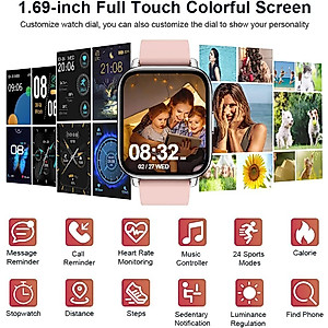 Smart Watch, IP68 Waterproof Activity Fitness Tracker Watch with Heart Rate Blood Pressure Sleep Monitor Pedometer Step Counter Mens Smartwatch for Android iOS Phones 2024 Smart Watches for Men Women