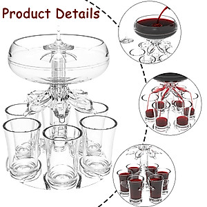 ALEVMOOM 6 Shot Glass Dispenser and Holder,Shots Dispenser for Filling Liquids, Multiple 6 Shot Dispenser,Bar Shot Dispenser, Cocktail Dispenser,Carrier Liquor Dispenser Drink Tool,with Brush