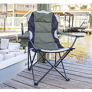 Internet's Best 2 Pack Padded Camping Folding Chair - Outdoor - Green - Sports - Cup Holder - Comfortable - Carry Bag - Beach - Quad