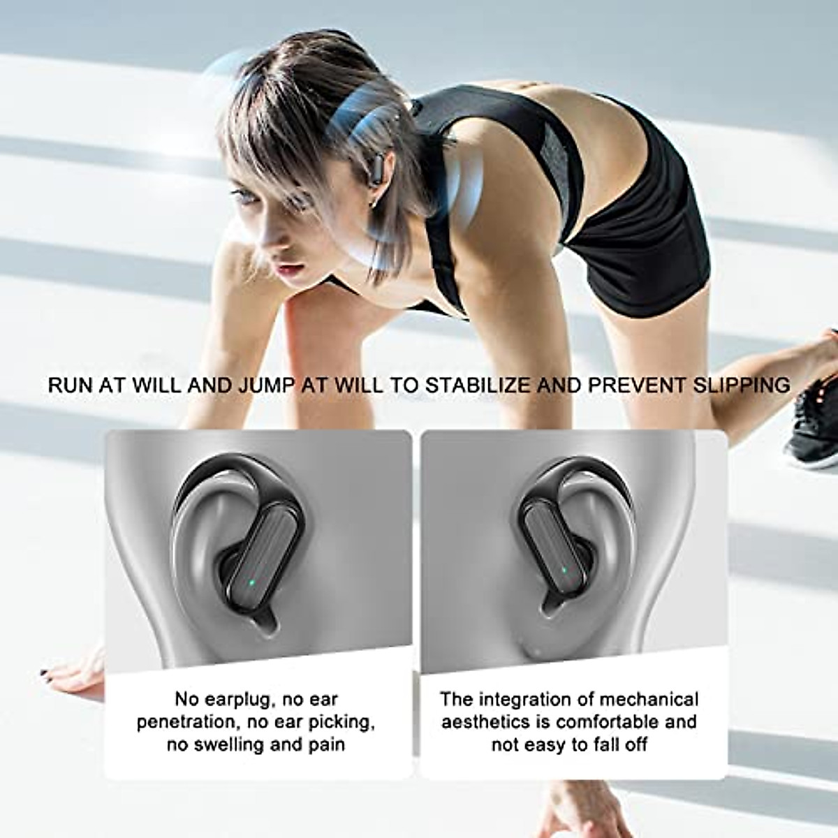 Running Bluetooth 5.0 Headphones, Sport Over Ear Wireless Earbuds with Earhooks, Long Battery Life Wireless Headset, ​IPX5 Waterproof Sweatproof Earphones for Workout Jogging Gym