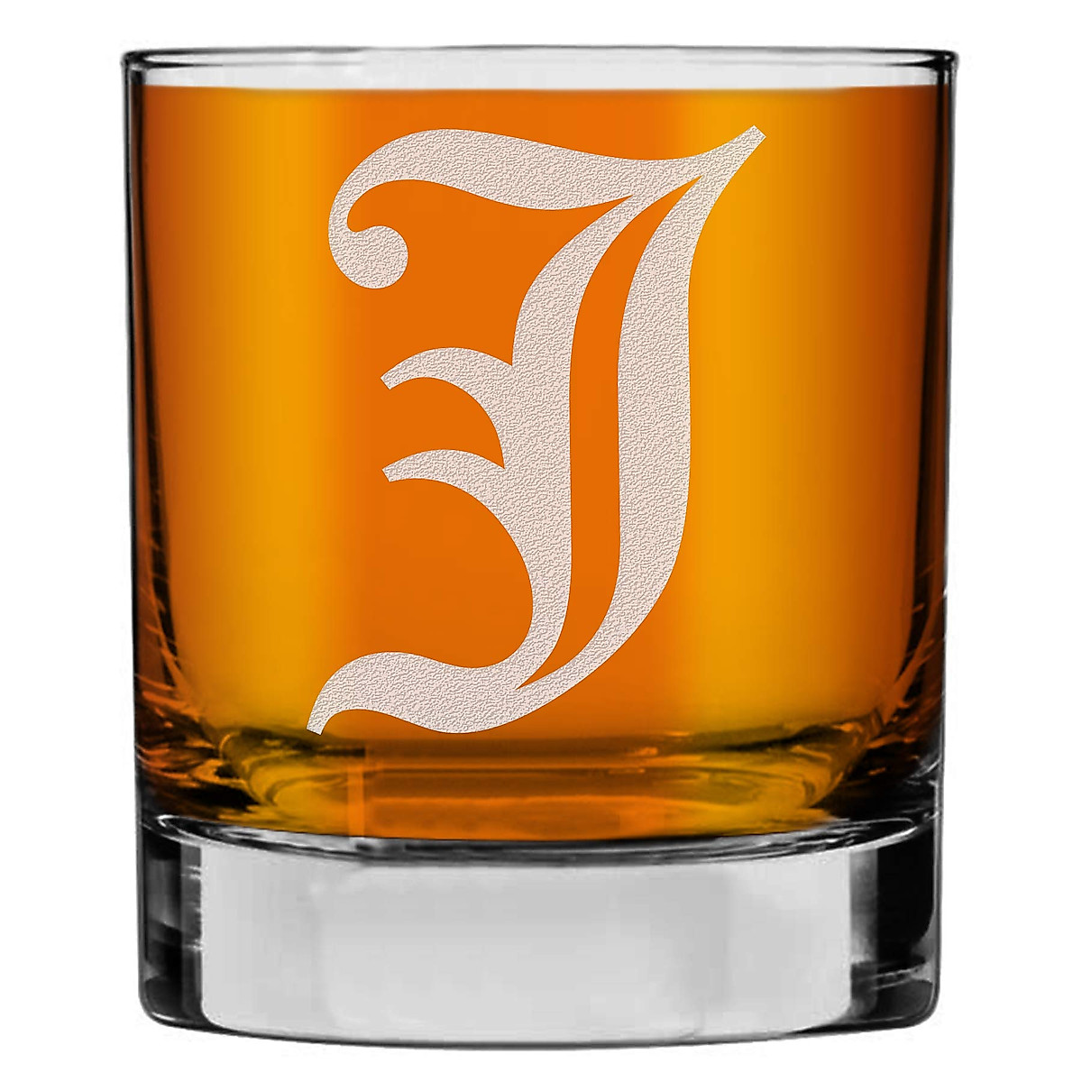 Etched Monogram 11oz Rocks Old Fashioned Lowball Glass for Whiskey Scotch Bourbon (Letter J) A-Z Personalized whiskey glasses, Engraved Whiskey glasses, Custom Initial Monogrammed Gifts for Men Him