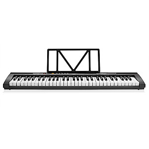 Ashthorpe 61-Key Digital Electronic Keyboard Piano for Beginners, Includes Stand, Bench, Headphones, Mic and Keynote Stickers