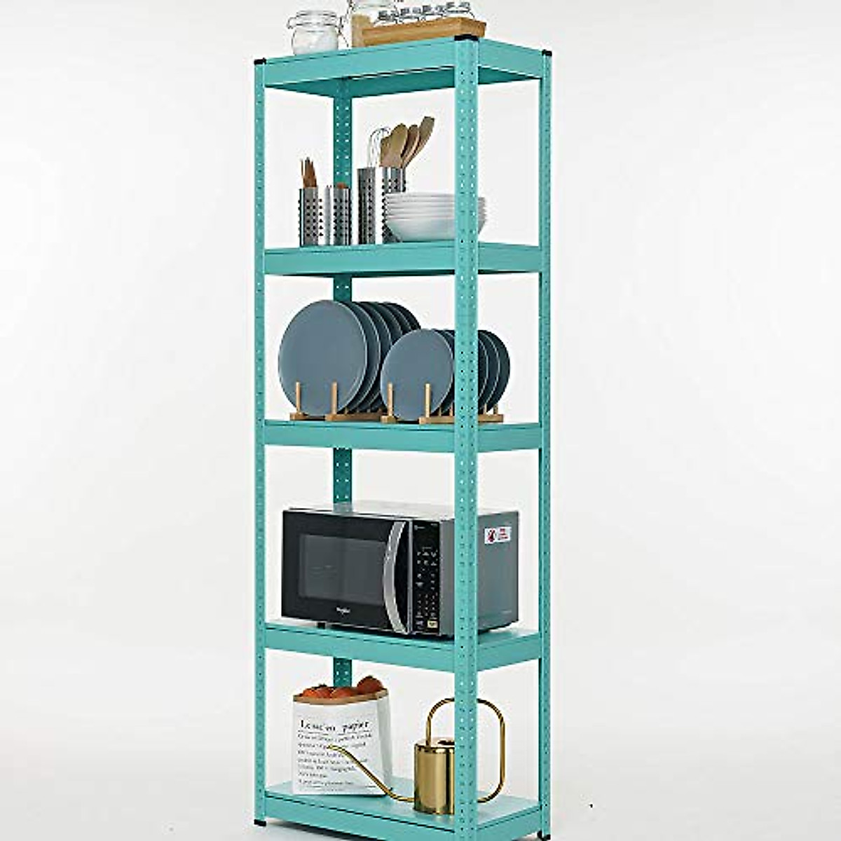 Lomani 5-Tier Heavy Duty Adjustable Garage Shelf, Storage Rack, Steel Organizer Rack-Green