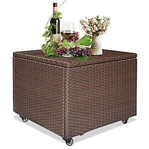 ATR ART TO REAL Outdoor Patio Wicker Storage Container Deck Box Made of Antirust Aluminum Frames and Resin Rattan