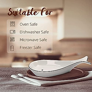 LotFancy Spoon Rest, Ceramic Spoon Holder for Kitchen Counter, 9.1 (L) x 4.5(W), Large Spatula Holder for Stove Top, Farmhouse Utensil Rest for Ladle, Teaspoon, Whale Shape