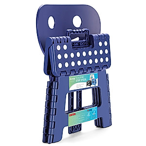 ACSTEP Folding Step Stool with Back Support for Kids,9" Kids Step Stool for Outdoor or Indoor Kitchen Step Stools and Bathroom Stool for Toddlers Boys Girls - Royal Blue