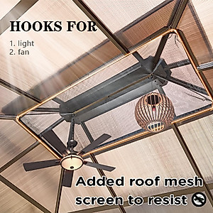 YOLENY 10'x13' Hardtop Gazebo, Outdoor Polycarbonate Double Roof Canopy, Aluminum Frame Permanent Pavilion with Curtains and Netting, Sunshade for Garden, Patio, Lawns