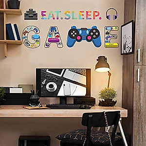 Gamer Wall Decals Controller Video Games Wall Stickers for Boy Bedroom Kids Room Playroom Nursery Home Decoration (Game)