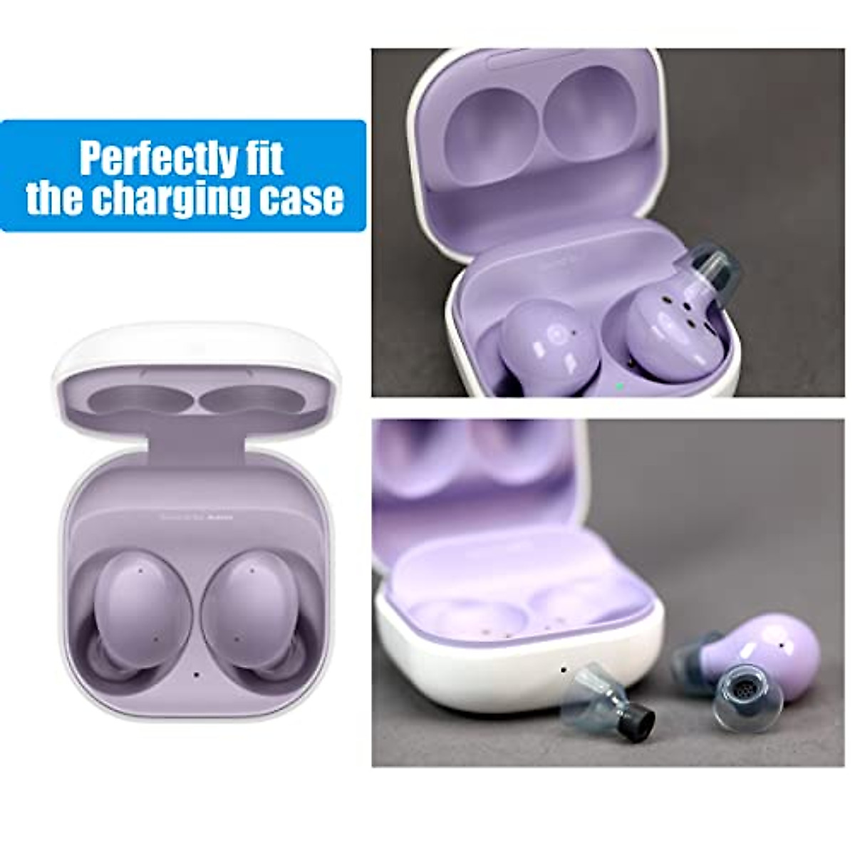 Ear Tips for Samsung Galaxy Buds 2 True Wireless Earbuds Noise Cancelling Ear Buds Anti-Slip Replacement 1 Pair, Fit in The Charging Case (Large)