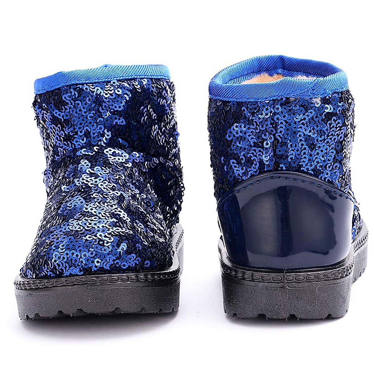 DADAWEN Boy's Girl's Warm Winter Sequin Waterpoof Outdoor Snow Boots Blue US Size 8 M Toddler
