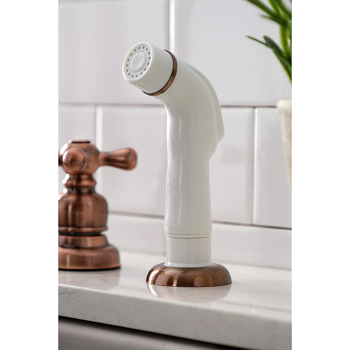 Kingston Brass KB716AX Victorian 8" Centerset Kitchen Faucet, Antique Copper