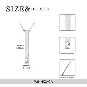 WINNICACA Vertical Bar Necklace 925 Sterling Silver White Opal Faith Necklace for Women Inspirational Jewelry for Women Her Daughter Birthday Gifts