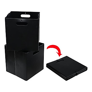 Xyskin Set of 4 Collapsible Plastic Storage Cubes Organizer with Handles, Foldable Cube Storage Baskets, Black
