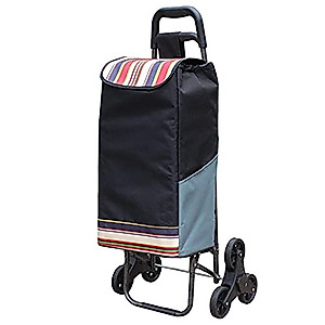 Shopping Trolley on Wheels Multi Function Shopping Cart Foldable Portable Trailer Old Man's Bag Car Six-Wheeled Oxford Cloth Cart Storage Hand Trucks,#1 ,