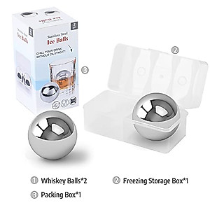 Gifts for Men Dad, Tikaton Whiskey Stones, Christmas Stocking Stuffers, Unique Anniversary Birthday Gift Ideas for Him Husband Boyfriend, Cool Retirement Gifts for Men, Silver Ball