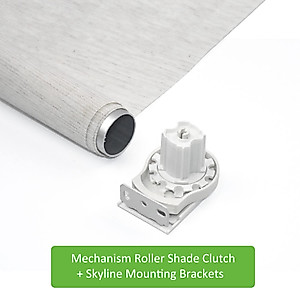 Rollerhouses Roller Shade Brackets with Mechanism Roller Shade Clutch+Skyline Mounting Brackets + End Plug for 1 1/4" Tube, White