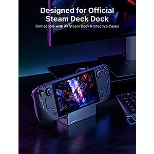 JSAUX Stand for Official Steam Deck Dock and Steam Deck/ROG Ally with Case, Frosted Aluminum Alloy Playstand for Steam Deck, Anti-Slip Holder for Valve Steam Deck/ASUS ROG Ally