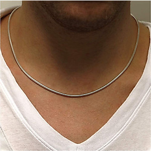 ARGENTO REALE 925 Sterling Silver Necklace 2MM-5MM Snake Chain Necklace, Round Flexible Italian Snake Chain Necklace 16-30, silver necklace made in italy