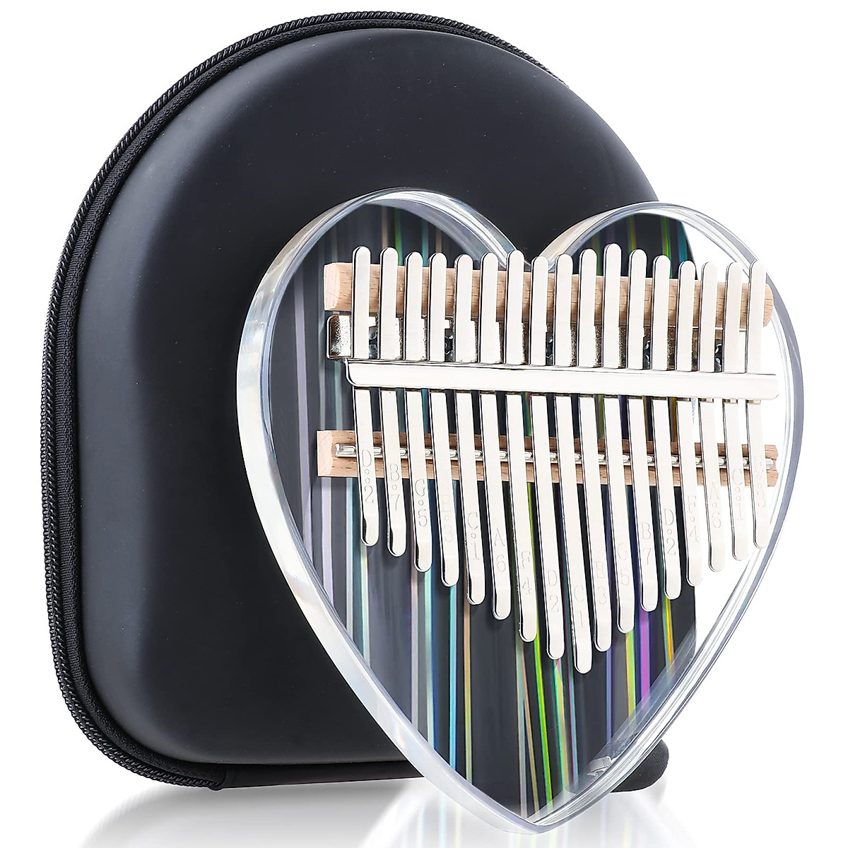 Kalimba Thumb Piano 17 Keys, Clear Finger Piano Kalimba with Tune Hammer and Study Instruction for Gift Kids Adult Beginners Professional