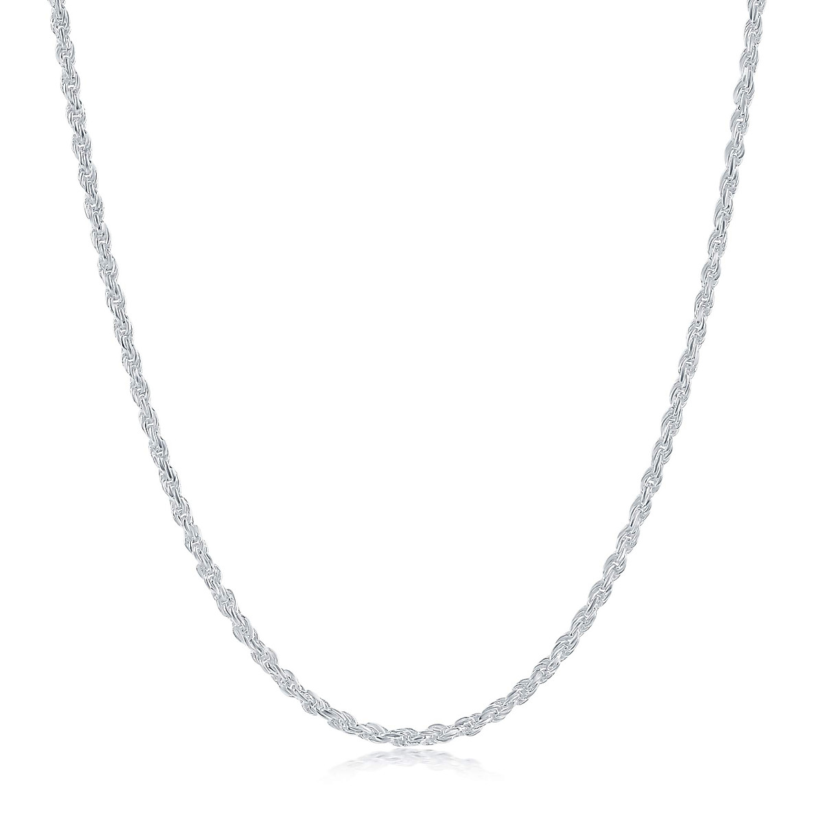 Sterling Silver Diamond Cut High Polished 1mm Italian Twisted Rope Chain Necklace 16"-24" (20)