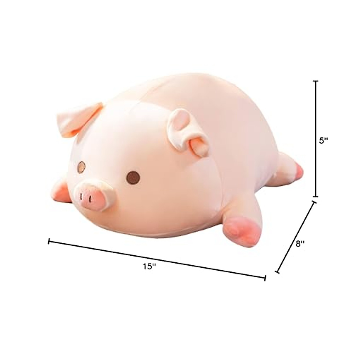 CHDGIOHA Pig Stuffed Animal Plush Pillow - 15.7'' Cute Kawaii Pink Pig Hugging Pillow, Soft Cuddle Plush Toy, Adorable Birthday Gift for Girls and Girlfriend (Round Eyes, 15.7in)