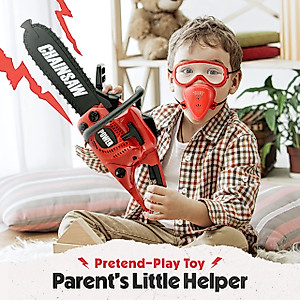 Toy Choi's Toy Chainsaw - Chainsaw Toy for Kids Power Tool Set with Realistic Sound, Pretend Play Kids Chainsaw Tool Set for Outdoor Gardening Play - kids toy for Boys Girls Ages 3 4 5 6 7 8 Years Old