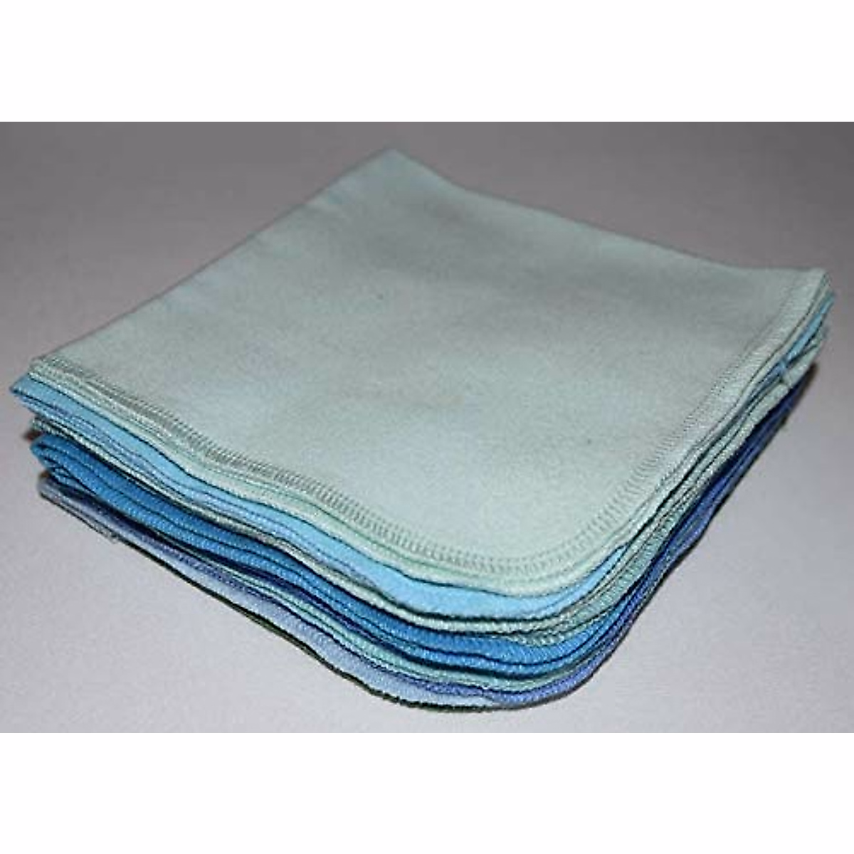 1 Ply 12x12 Inches Set of 10 Solid Flannel Paperless Towels Blues and Greens