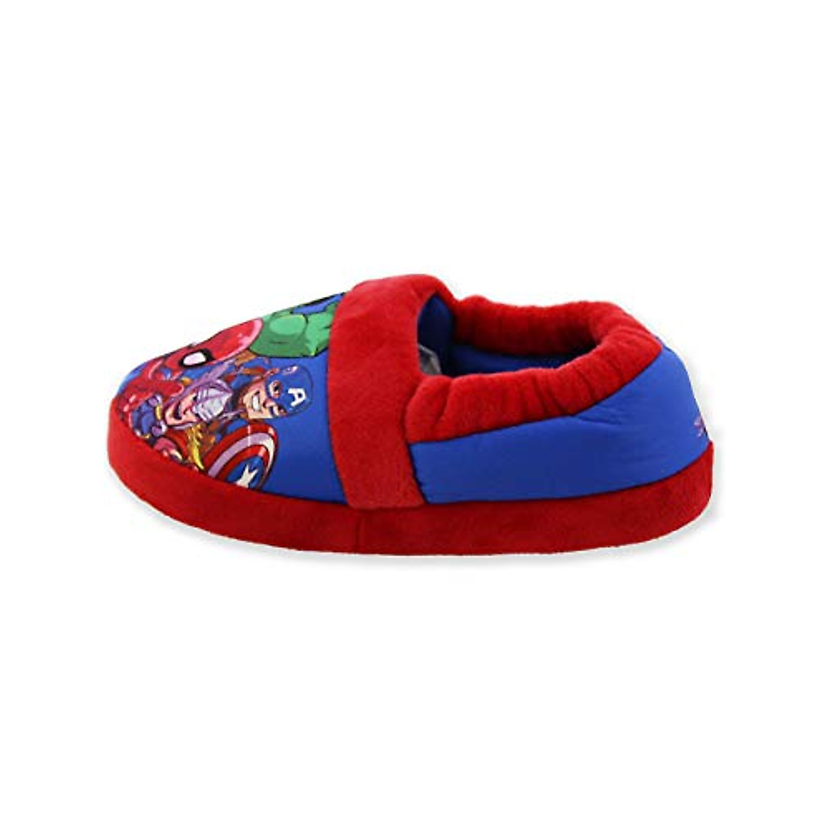 Marvel Super Hero Adventures Avengers Boy's Toddler Plush Aline Slippers (11-12 M US Little Kid, Red/Blue)