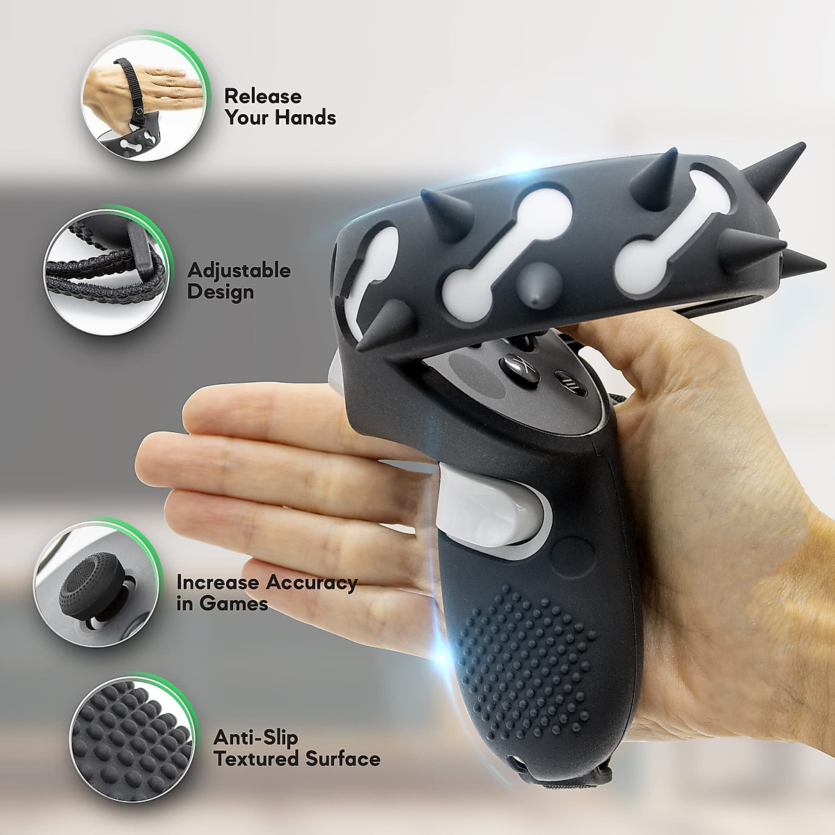 VRplix Latest Cover for Meta Quest 2 Accessories, Silicone Cover Set Compatible with Oculus Quest 2 Accessories Enhanced Oculus Quest 2 Skin, Unique Design Protective Cover