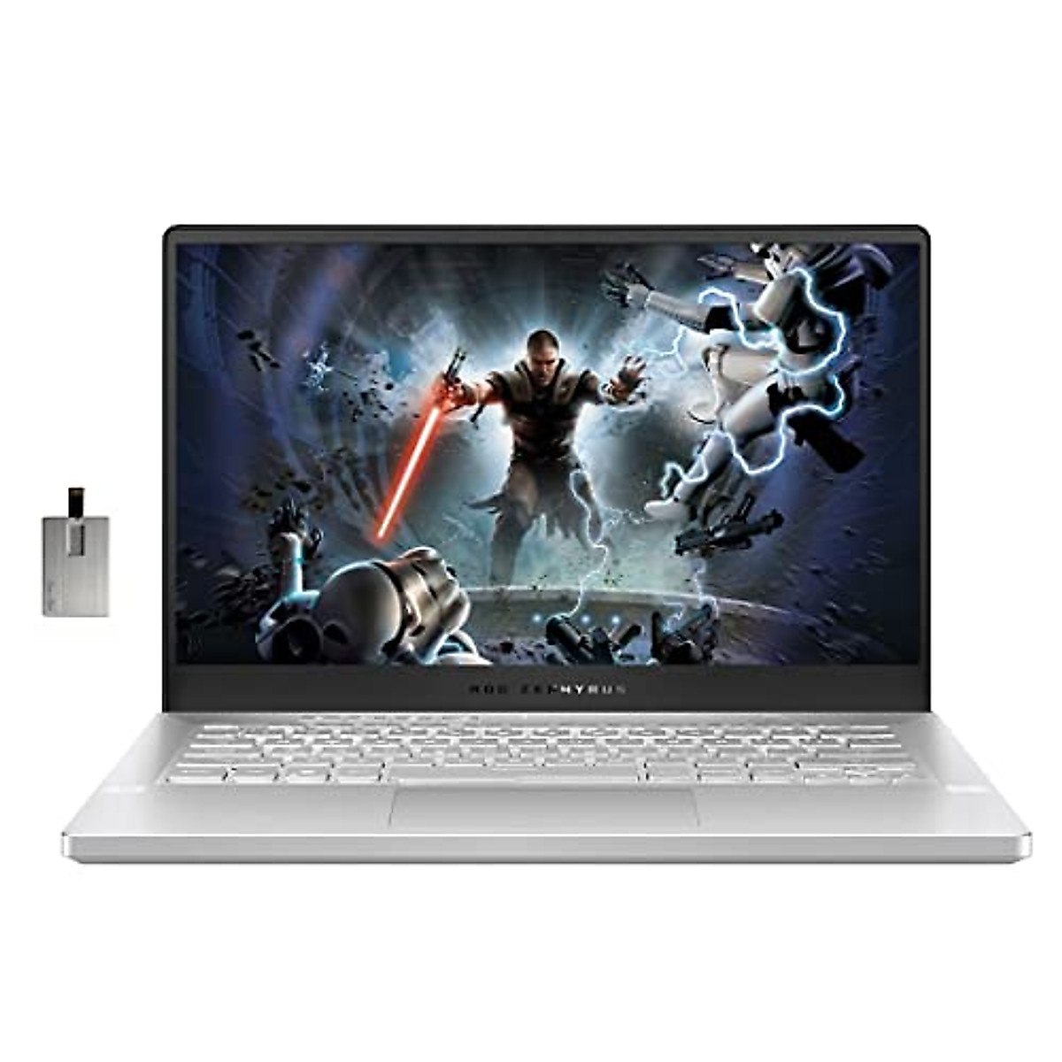 ASUS 2022 ROG Zephyrus 14" FHD 144Hz Gaming Laptop, AMD Ryzen 7-5800HS Processor, 16GB RAM, 1TB PCIe SSD, Backlit Keyboard, NVIDIA GeForce RTX 3060 Graphics, Windows 11, White, 32GB USB Card