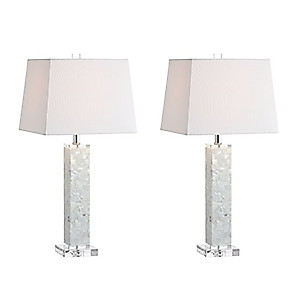 JONATHAN Y JYL1053A-SET2 Set of 2 Table Lamps Noelle 28.5" Seashell LED Table Lamp Coastal Contemporary Bedside Desk Nightstand Lamp for Bedroom Living Room Office College Bookcase, White