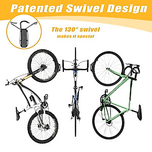 TORACK 2-Pack Swivel Bike Wall Hangers, Wall Mount Bike Hooks for Garage Vertical Space Saving Bike Wall Rack Garage Home Bike Storage