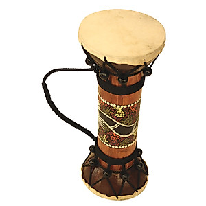 G6 COLLECTION 11.5" Exotic Wooden Hand Carved Double Sided Drum Djembe Home Decor Gift Wood Decoration Handcrafted Accent Decorative Drum Djembe